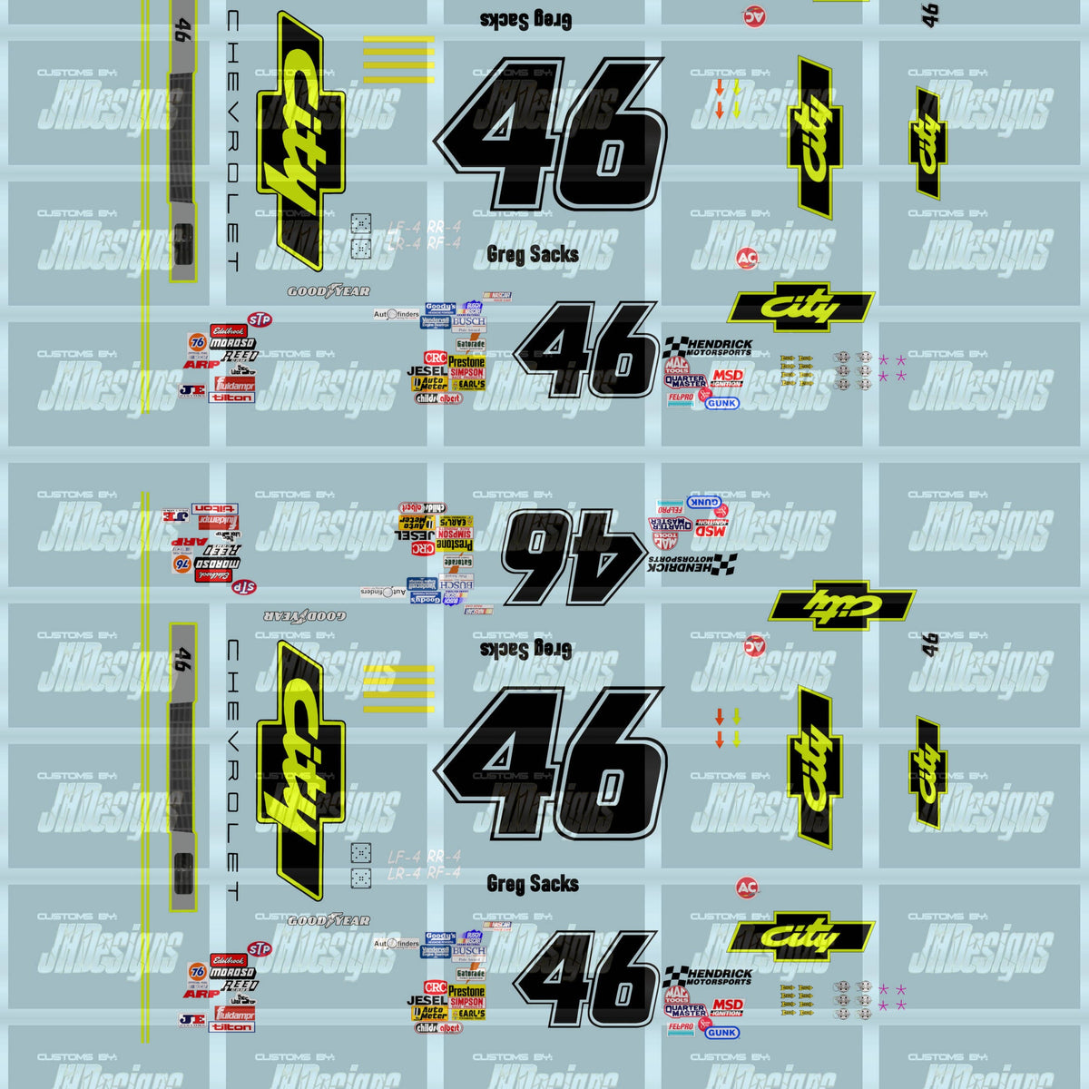 JH Designs Greg Sacks 1990 NBS #46 City Chevrolet (Daytona) 1:64 Racec ...