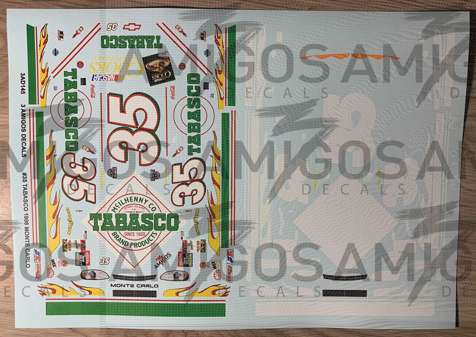 3 Amigos Decals #35 Tabasco 1998 Monte Carlo Racecar Decal Set 1:24 ...