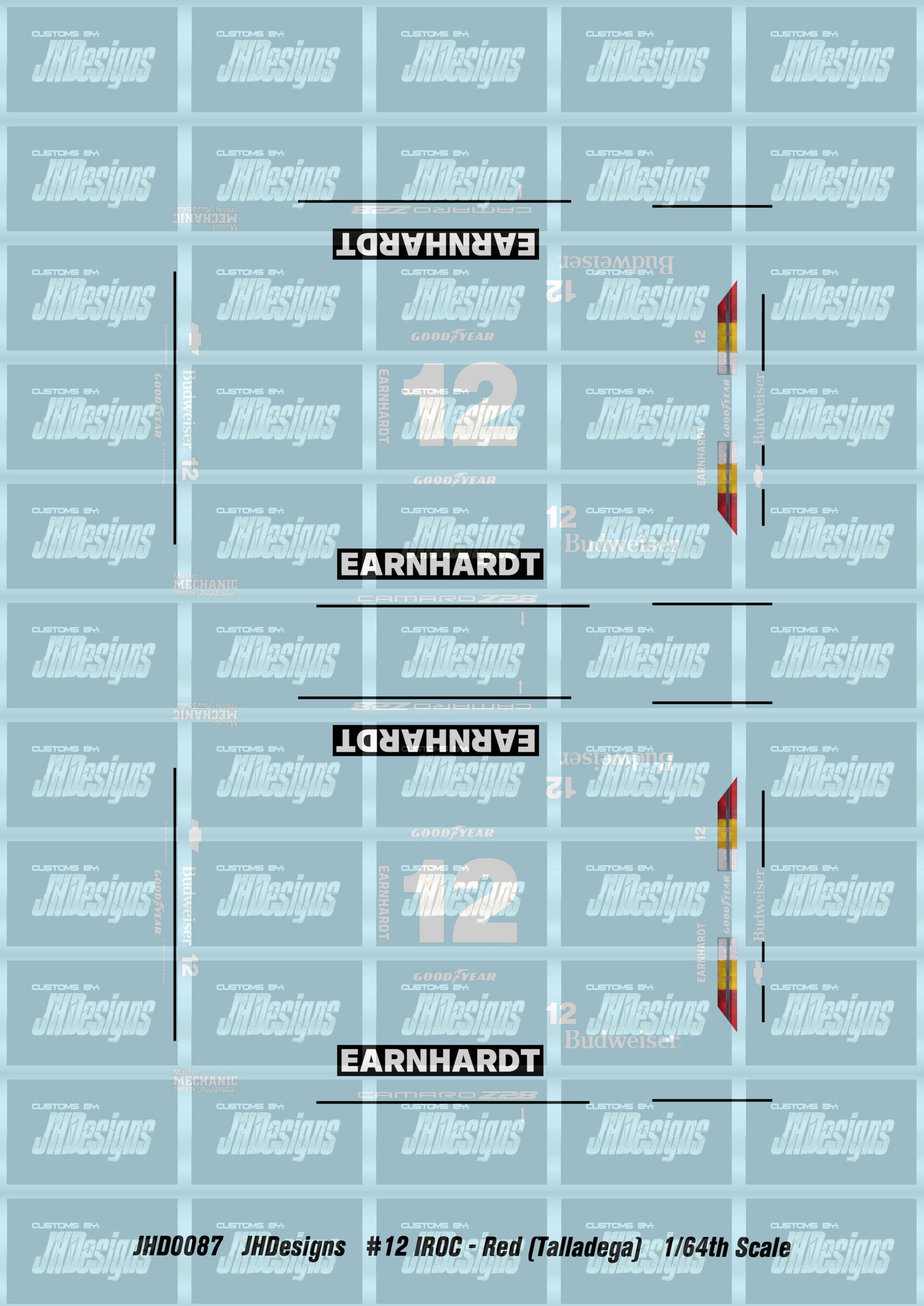 JH Designs Dale Earnhardt 1984 IROC #12 Red (Talladega) 1:64 Racecar D ...