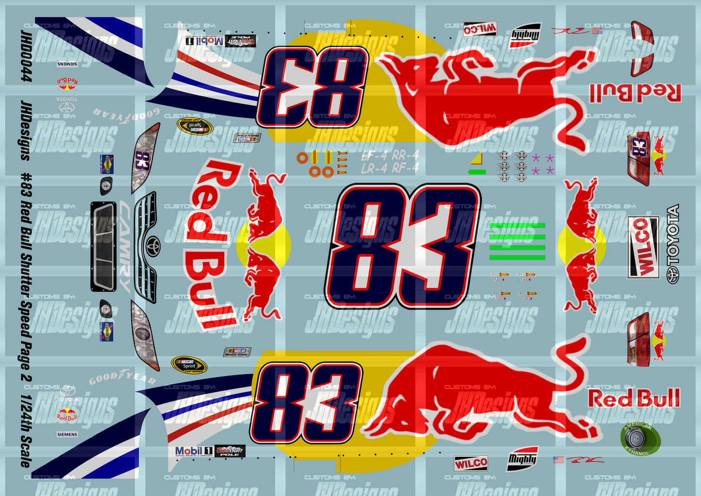 JH Designs Brian Vickers 2011 CUP #83 Red Bull Shutter Speed 1:24 Race ...