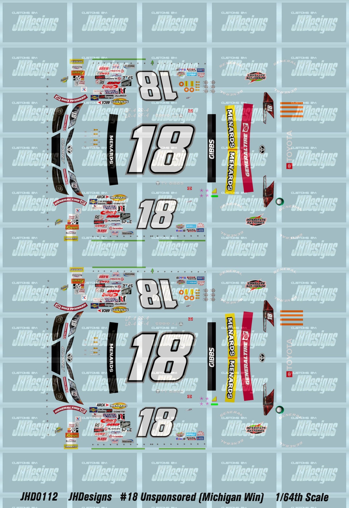 JH Designs Ty Gibbs 2021 ARCA #18 Unsponsored (Michigan Win) 1:64 Race ...