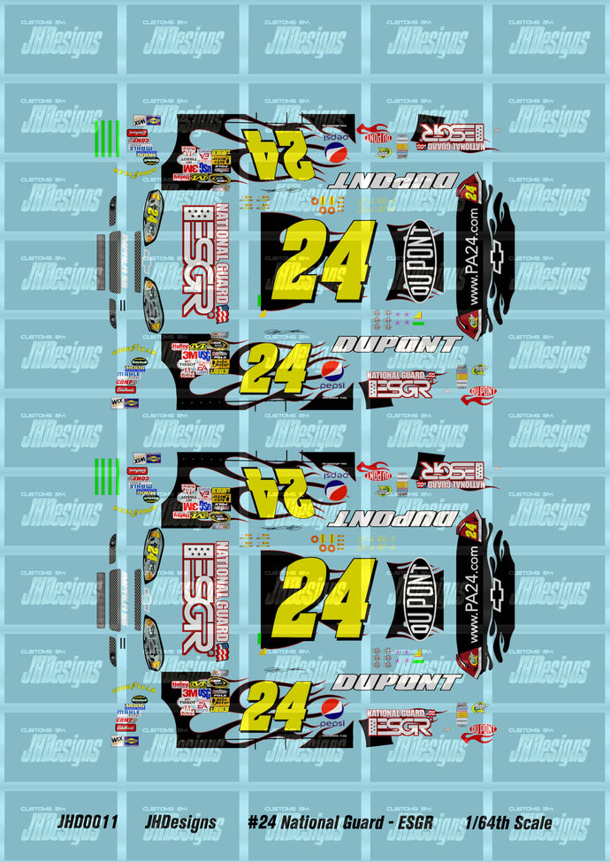 JH Designs Jeff Gordon 2009 CUP #24 National Guard - ESGR 1:64 Racecar ...