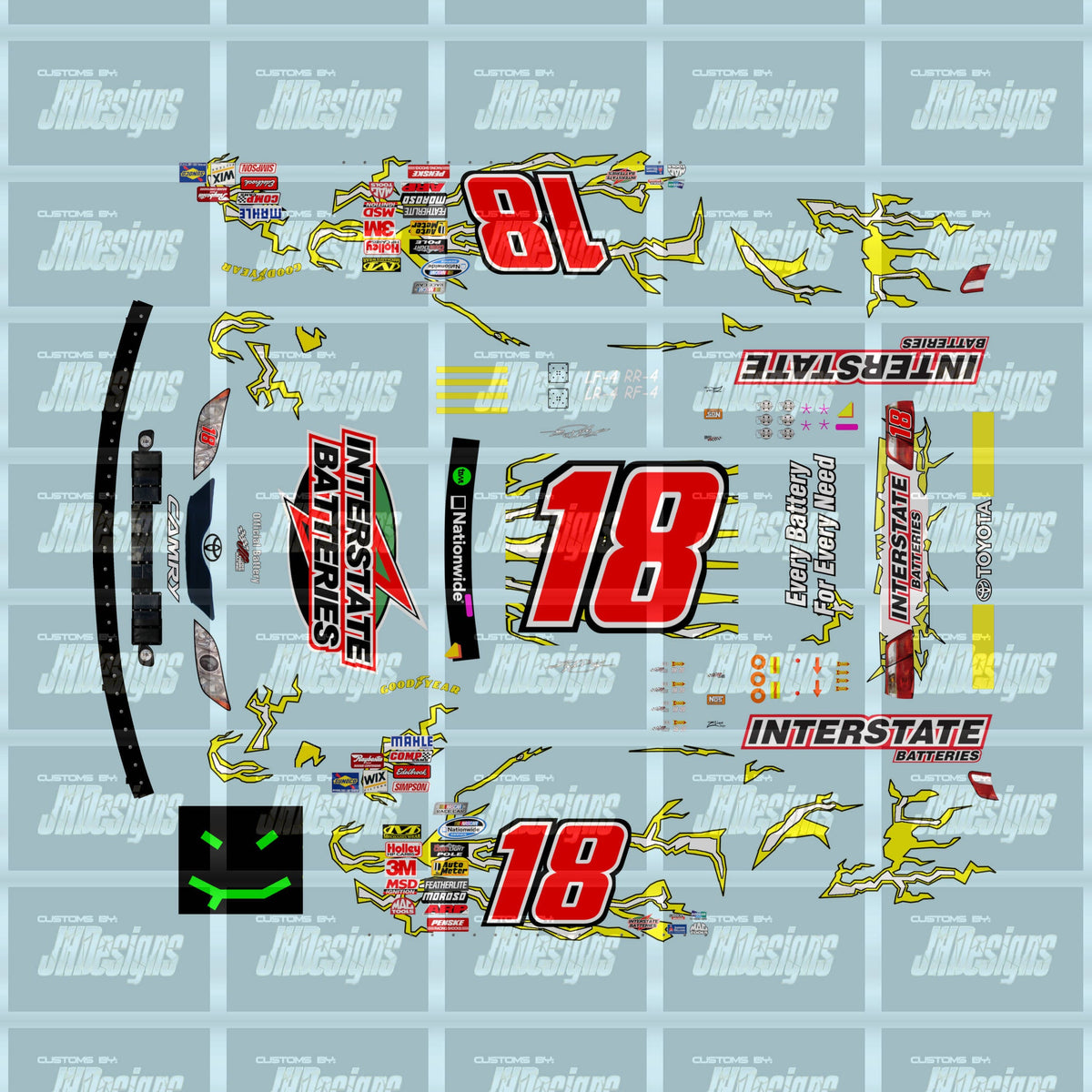 JH Designs Kyle Busch 2009 NWS #18 Interstate Batteries (Montreal) 1:6 ...