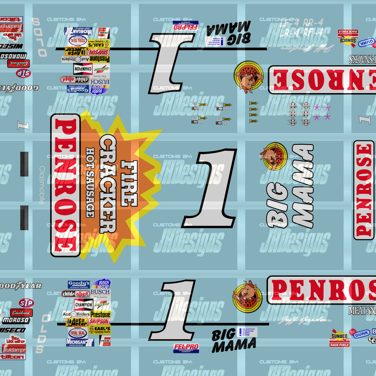 JH Designs Jeff Gordon 1991 NBS #1 Penrose Firecracker Sausages 1:24 R ...