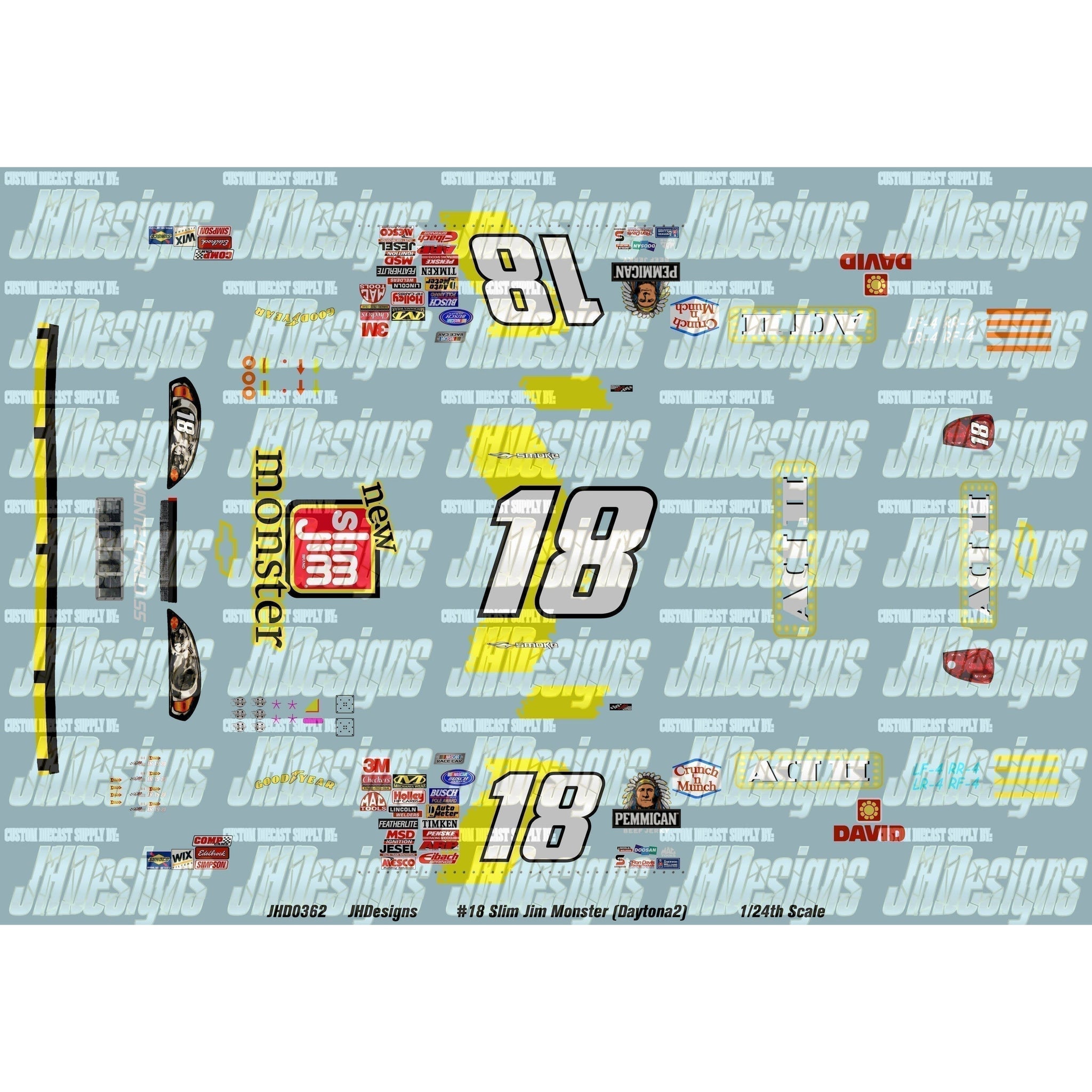 JH Designs Tony Stewart 2007 NBS #18 Slim Jim Monster (Daytona2) 1:24 ...