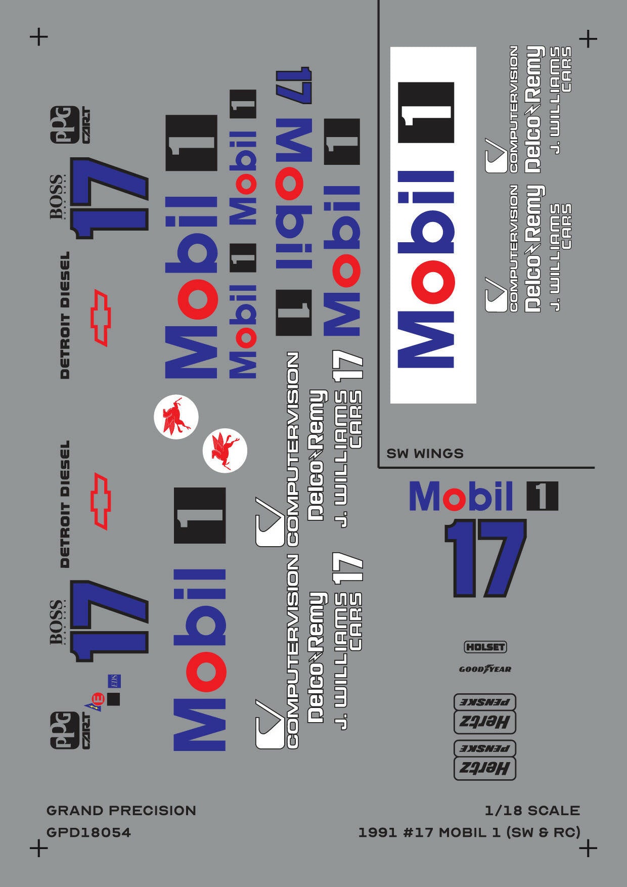 Grand Precision - 1/18 1991 #17 Paul Tracy Mobil 1 Penske Decals ...
