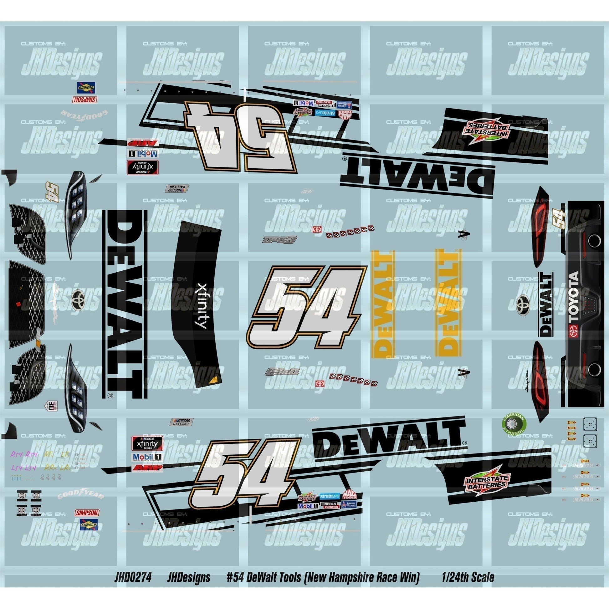 JH Designs Christopher Bell 2021 NXS #54 DeWalt Tools (New Hampshire R ...