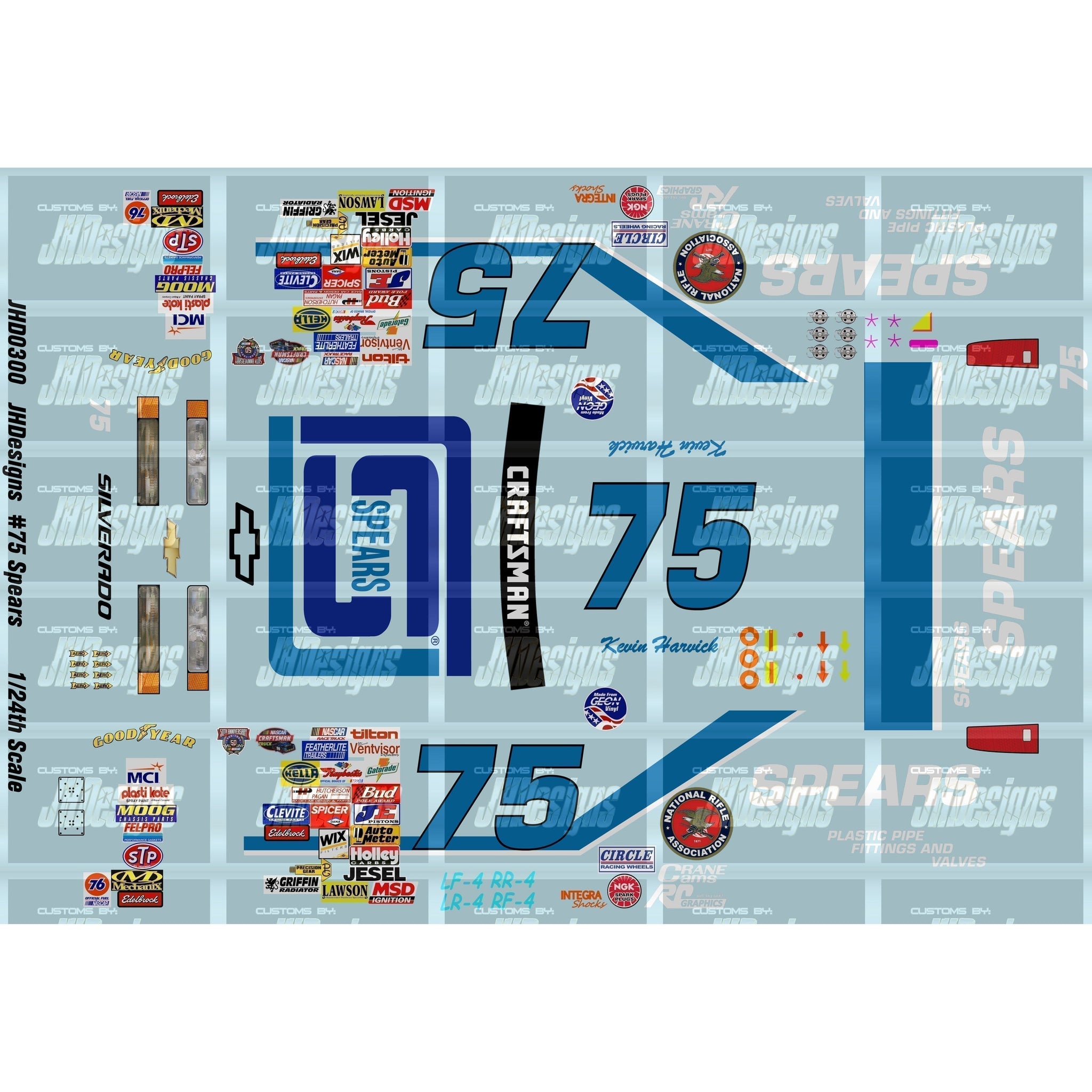 JH Designs Kevin Harvick 1998 TRUCK #75 Spears 1:24 Racecar Decal Set ...