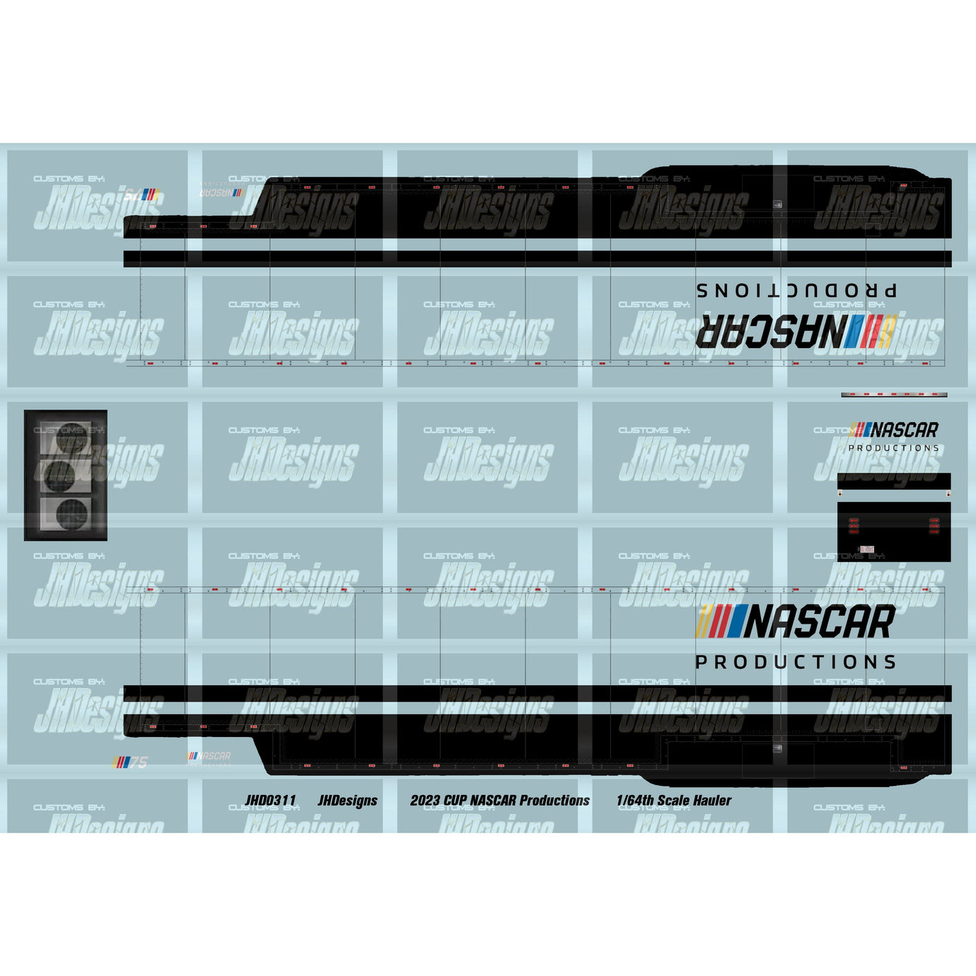 JH Designs NASCAR 2023 CUP NASCAR Productions 1:64 Hauler Decal Set ...