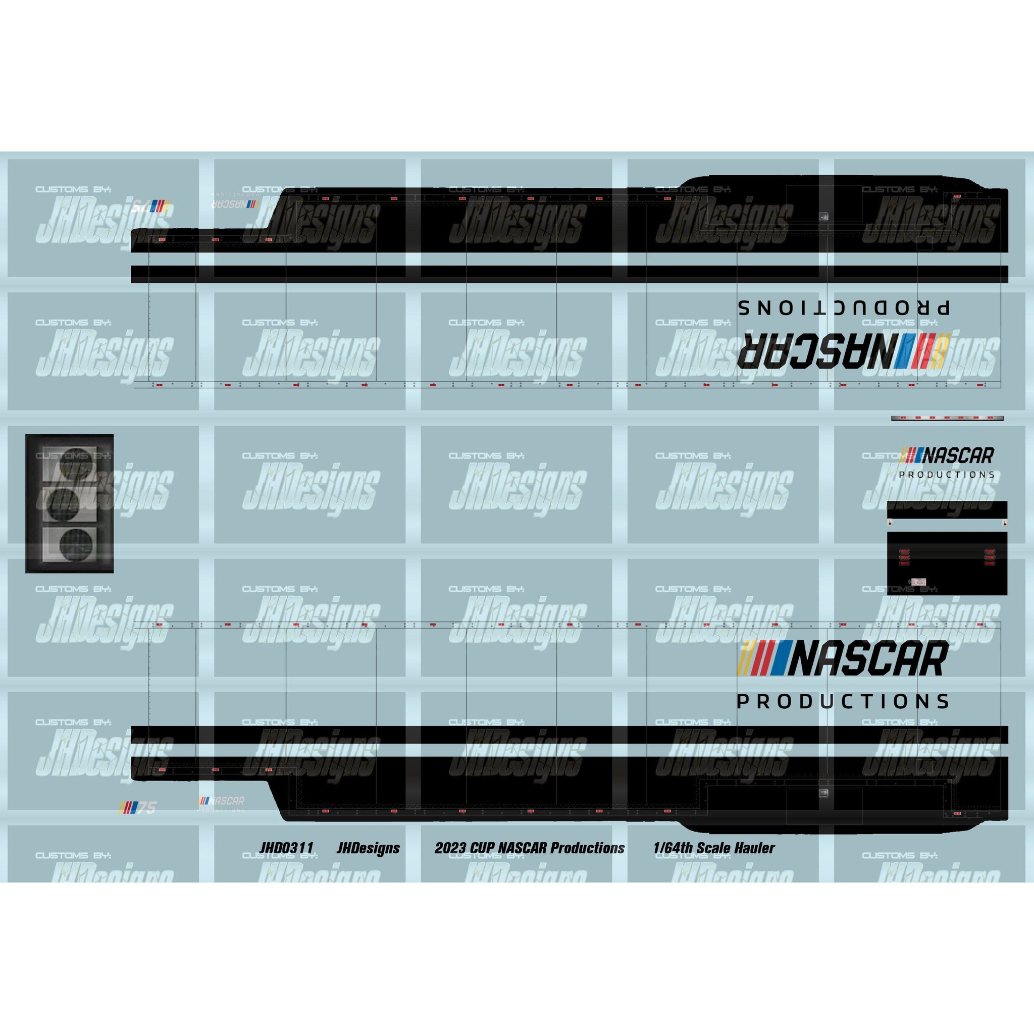 JH Designs NASCAR 2023 CUP NASCAR Productions 1:64 Hauler Decal Set ...