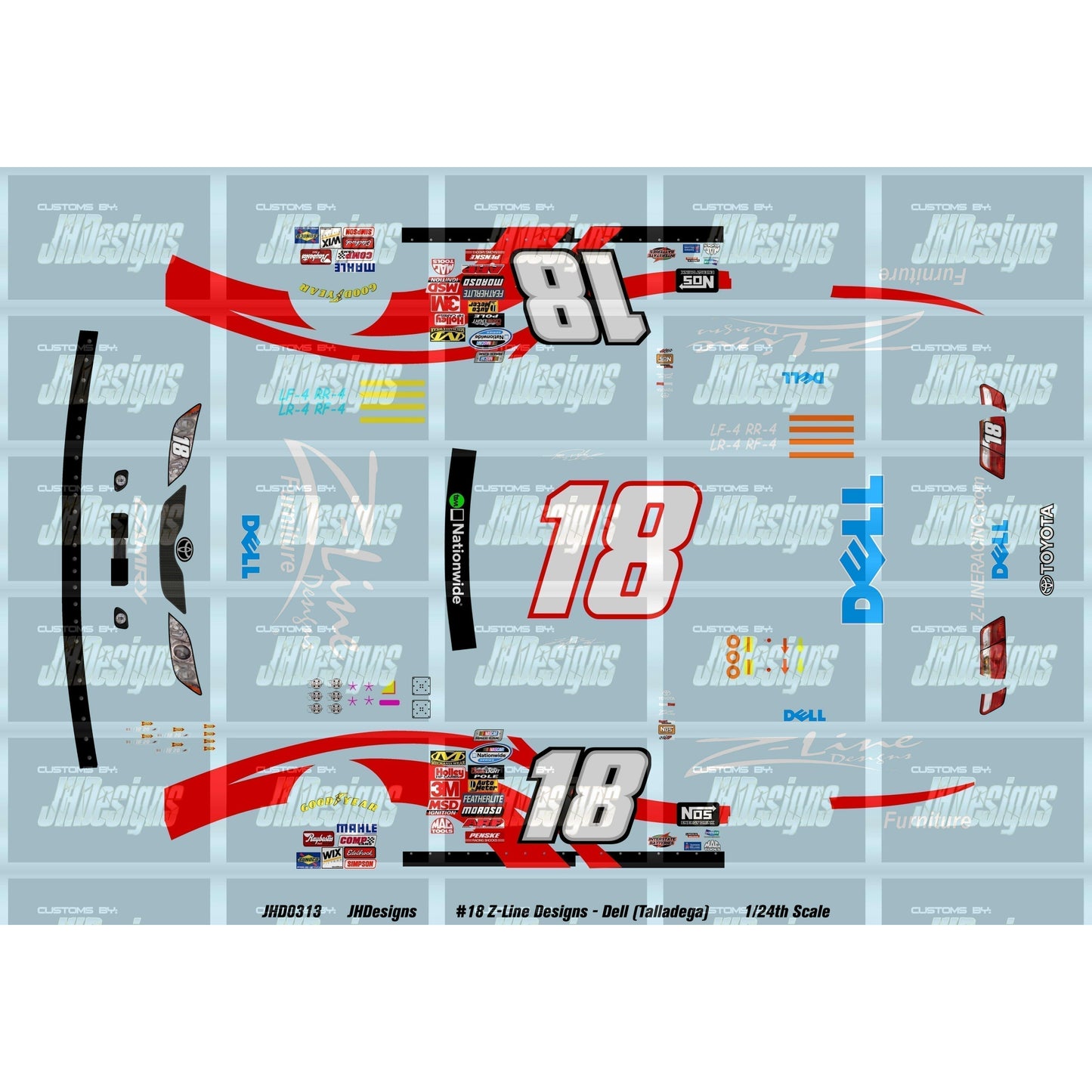 JH Designs Kyle Busch 2009 NWS #18 Z-line Designs - Dell (Talladega) 1 ...