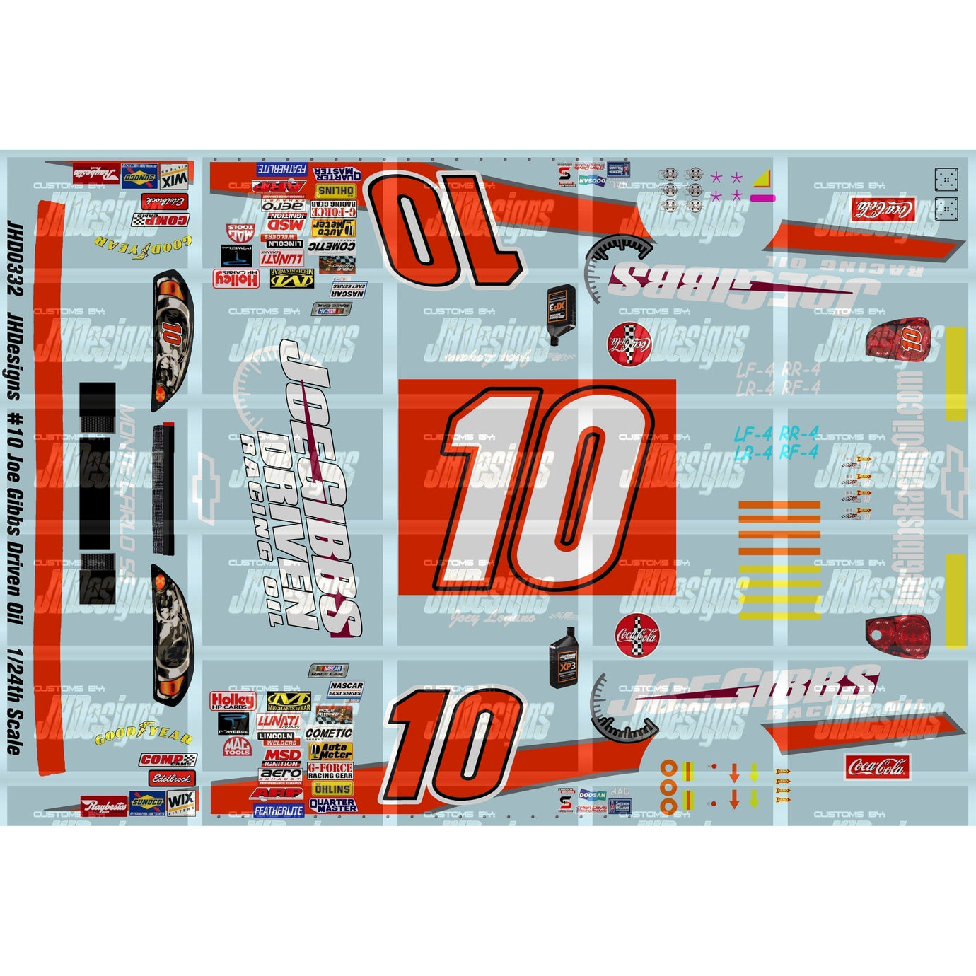 JH Designs Joey Logano 2007 NES #10 Joe Gibbs Driven Oil 1:24 Racecar ...