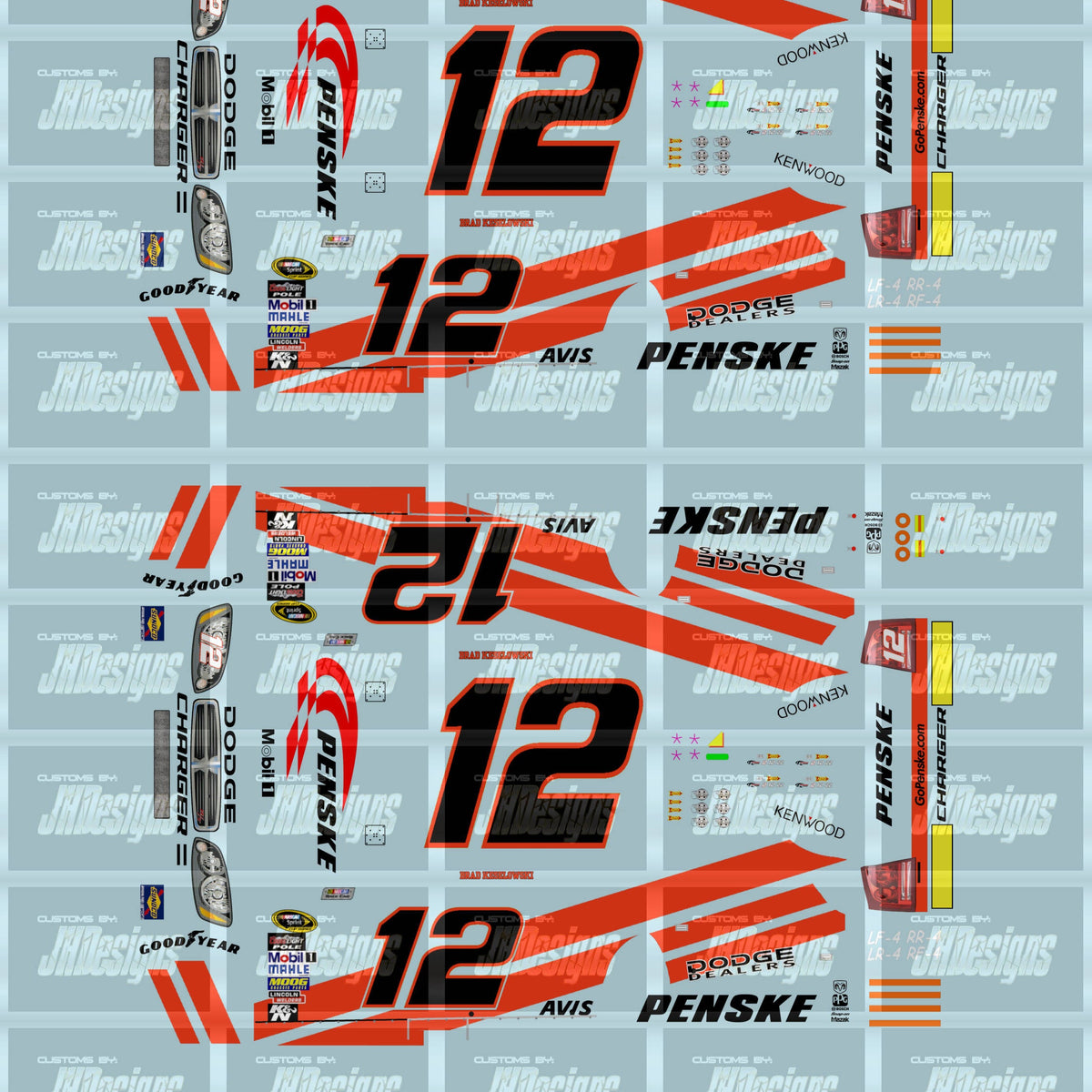 JH Designs Brad Keselowski 2009 CUP #12 Penske 1:64 Racecar Decal Set ...