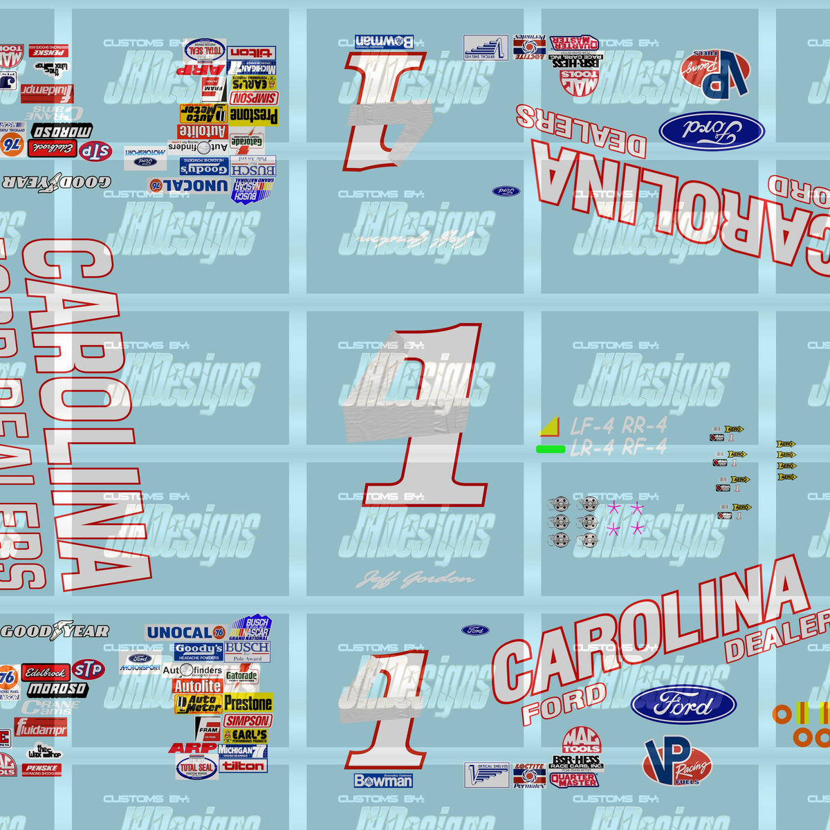 JH Designs Jeff Gordon 1991 NBS #4 Carolina Ford Dealers 1:24 Racecar ...