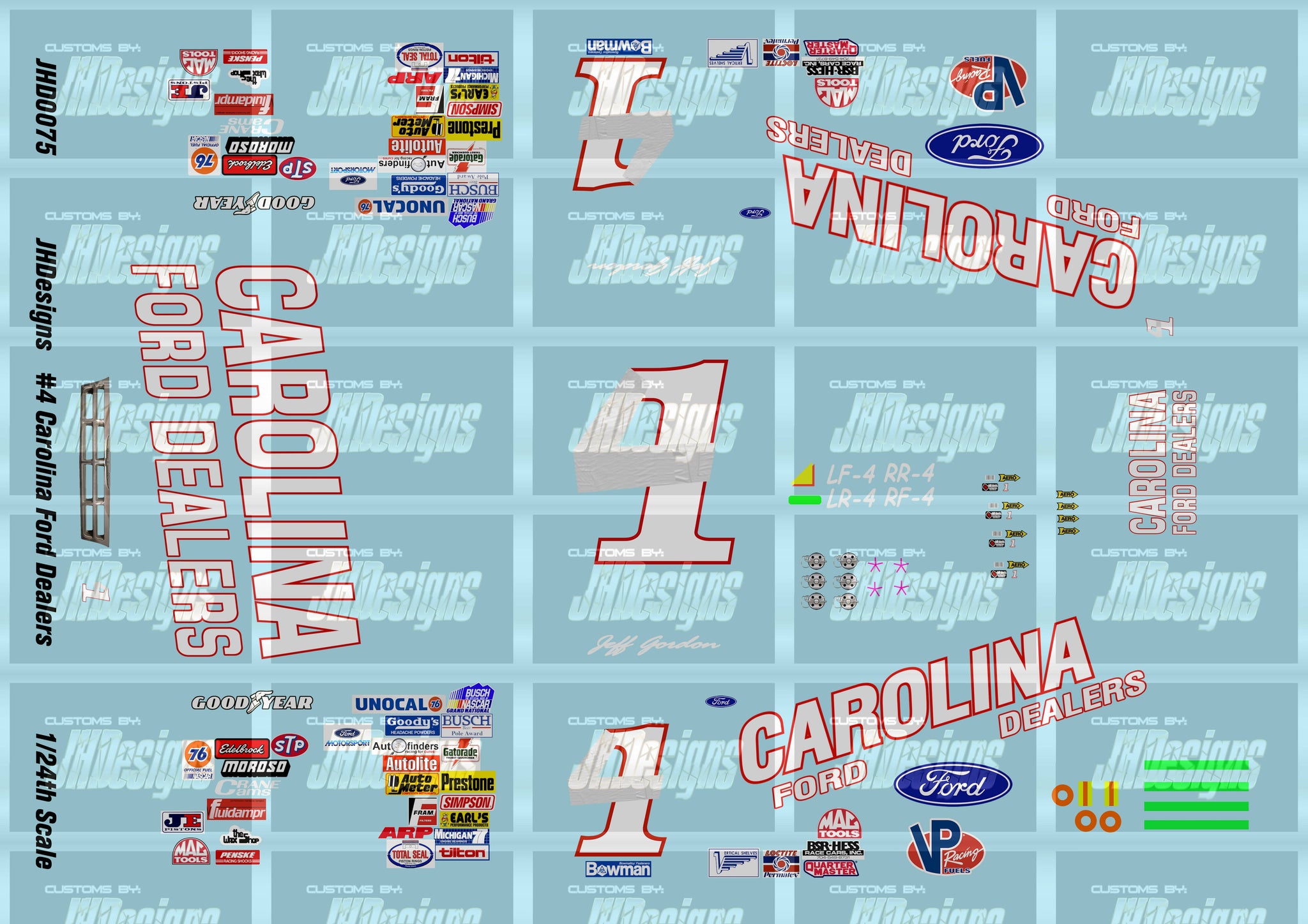 JH Designs Jeff Gordon 1991 NBS #4 Carolina Ford Dealers 1:24 Racecar ...