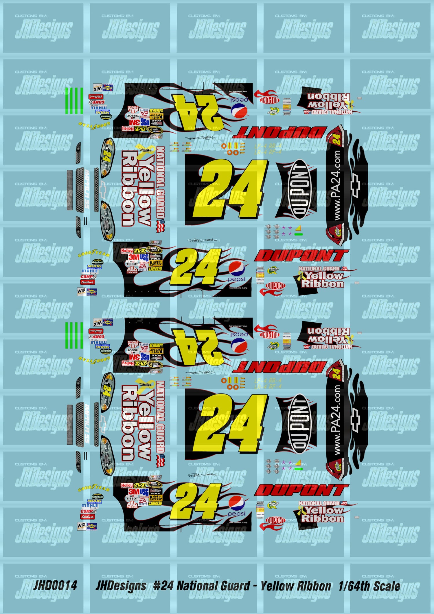 JH Designs Jeff Gordon 2009 CUP #24 National Guard - Yellow Ribbon 1:6 ...