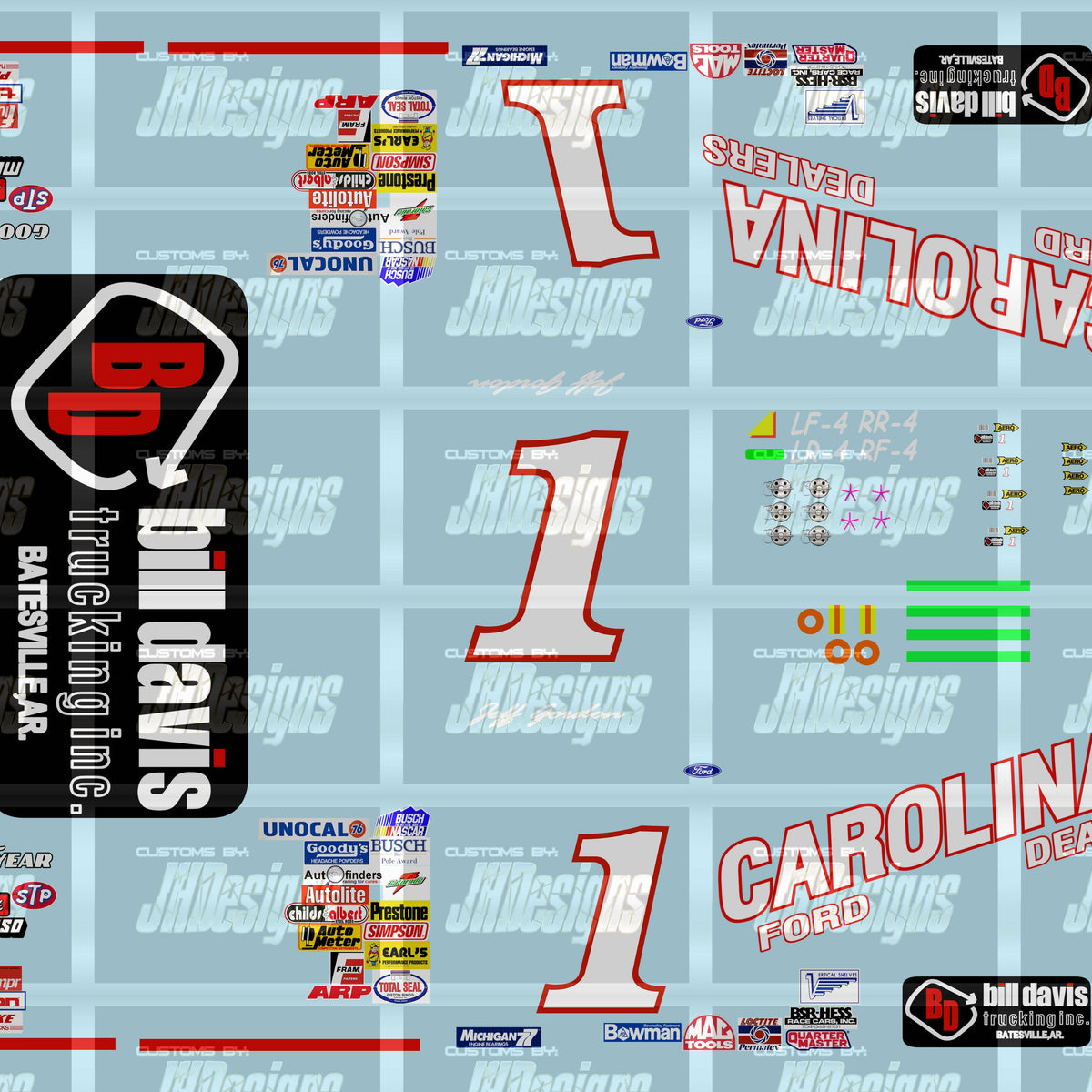 JH Designs Jeff Gordon 1991 NBS #1 Bill Davis Trucking - Carolina Ford ...