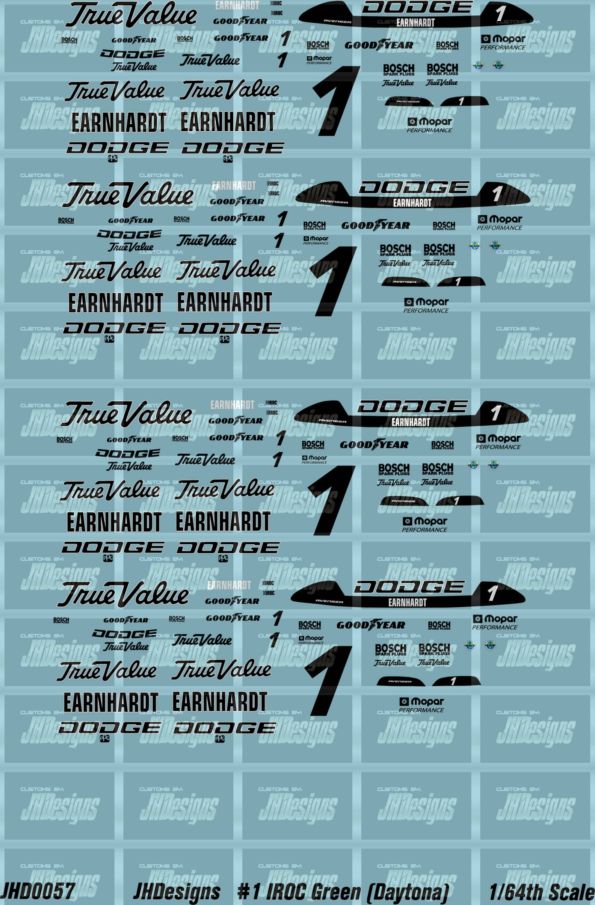 JH Designs Dale Earnhardt 1994 IROC #1 Green (Daytona) 1:64 Racecar De ...