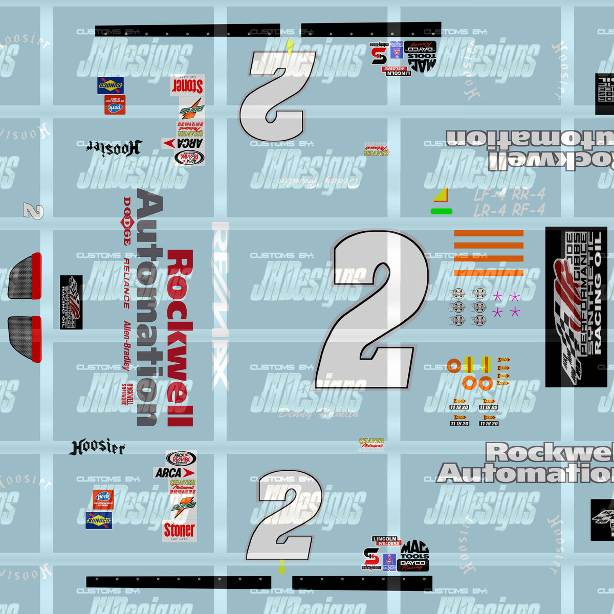 JH Designs Denny Hamlin 2005 ARCA #2 Rockwell Automation 1:24 Racecar ...