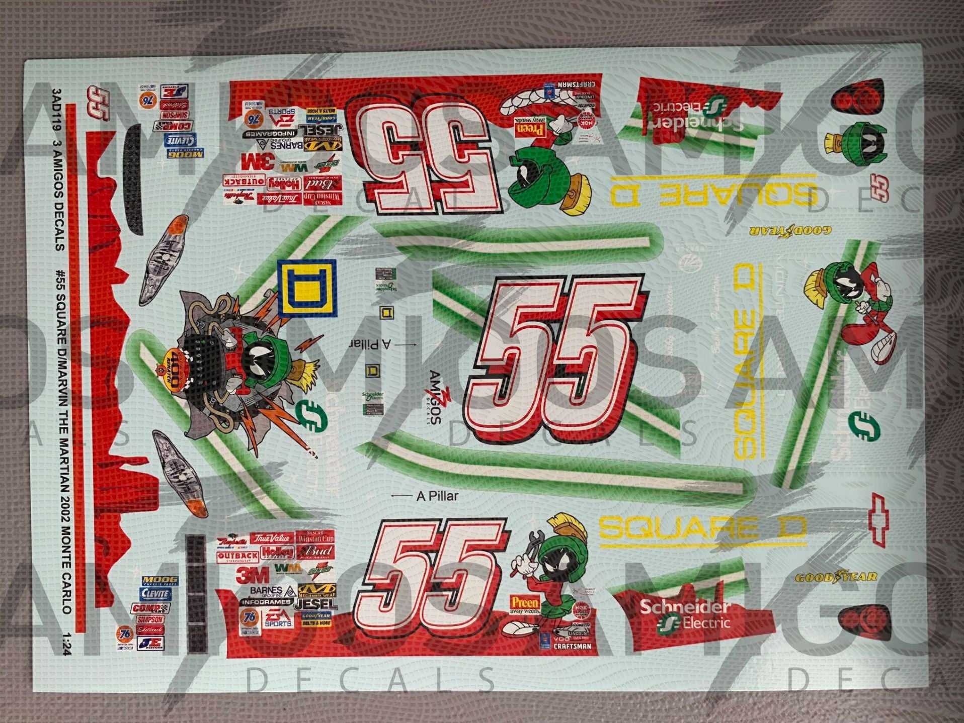 3 Amigos Decals #55 Square D / Marvin the Martain 2002 Monte Carlo 1:2 ...