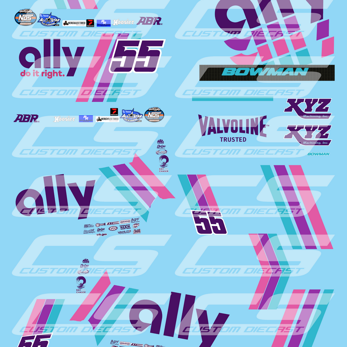 CS Custom Diecast 2022 Alex Bowman Ally Sprint Car 1:18 – Print it Decals