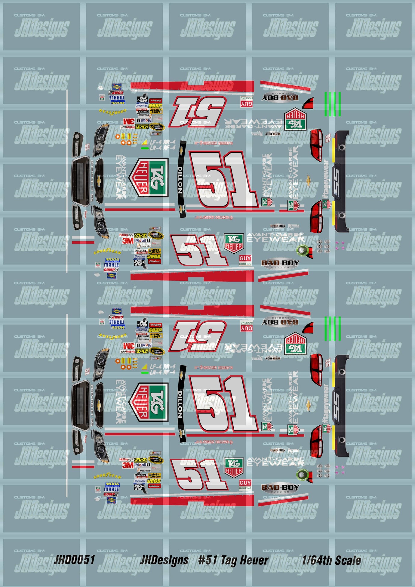 JH Designs Austin Dillon 2013 CUP #51 Tag Heuer Eyewear 1:64 Racecar D ...