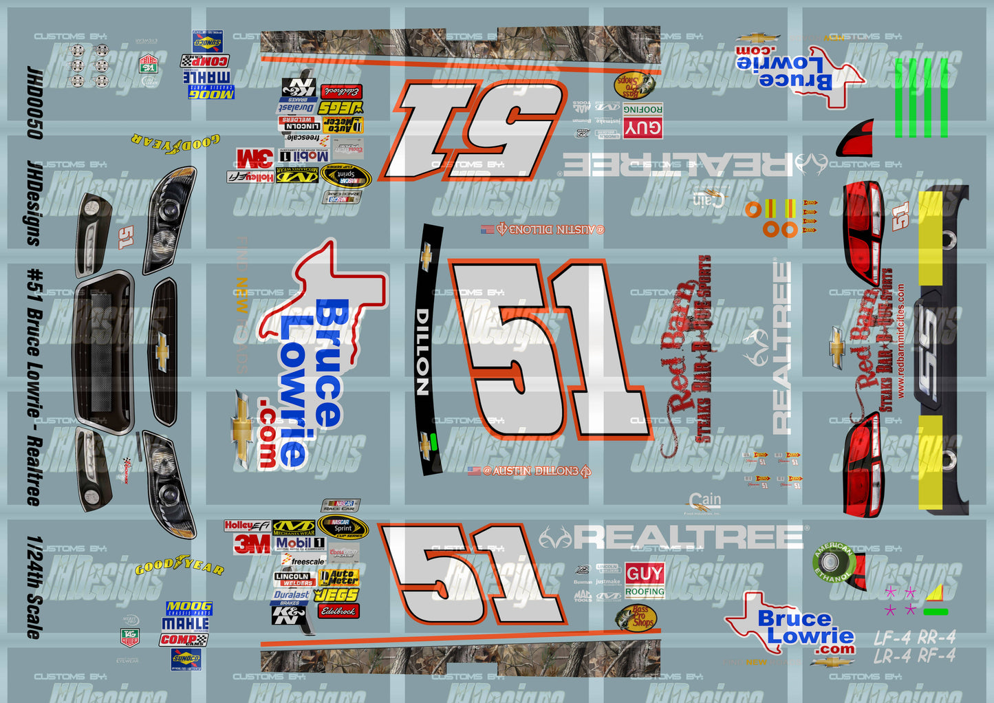 JH Designs Austin Dillon 2013 CUP #51 Bruce Lowrie Chevrolet - Realtre ...