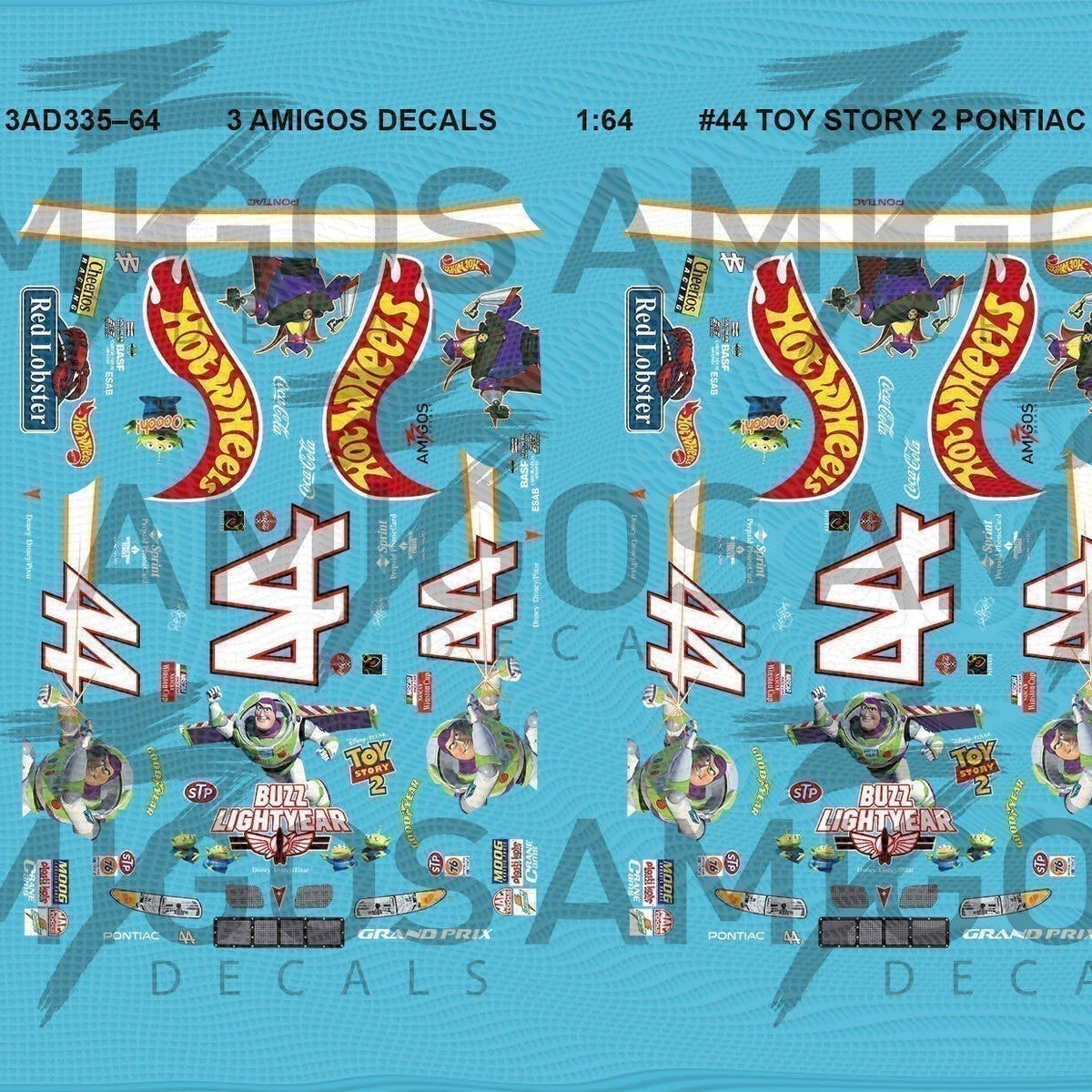 1:64 3 Amigos Decals #44 TOY STORY 2 PONTIAC Decal Set – Print it Decals
