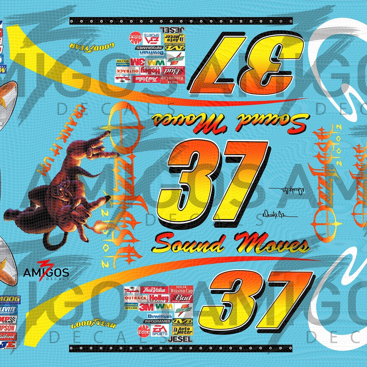 3 Amigos Decals #37 Derrike Cope Ozzfest 2002 Ford Taurus 1:24 Decal S ...