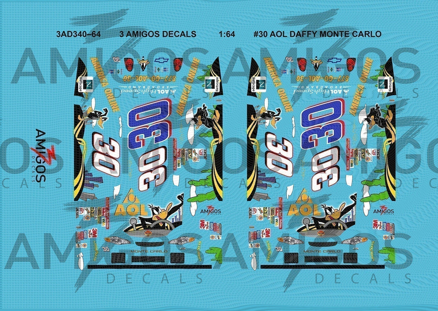 1:64 3 Amigos Decals #30 AOL DAFFY MONTE CARLO Decal Set – Print it Decals