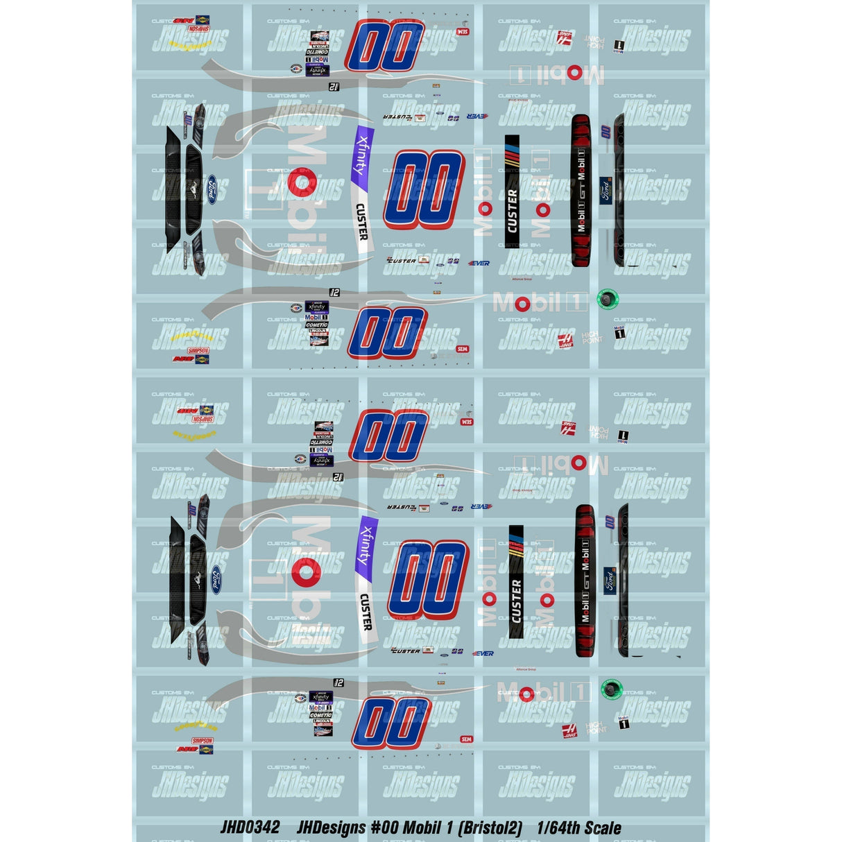 JH Designs Cole Custer 2023 NXS #00 Mobil 1 (Bristol2) 1:64 Racecar De ...