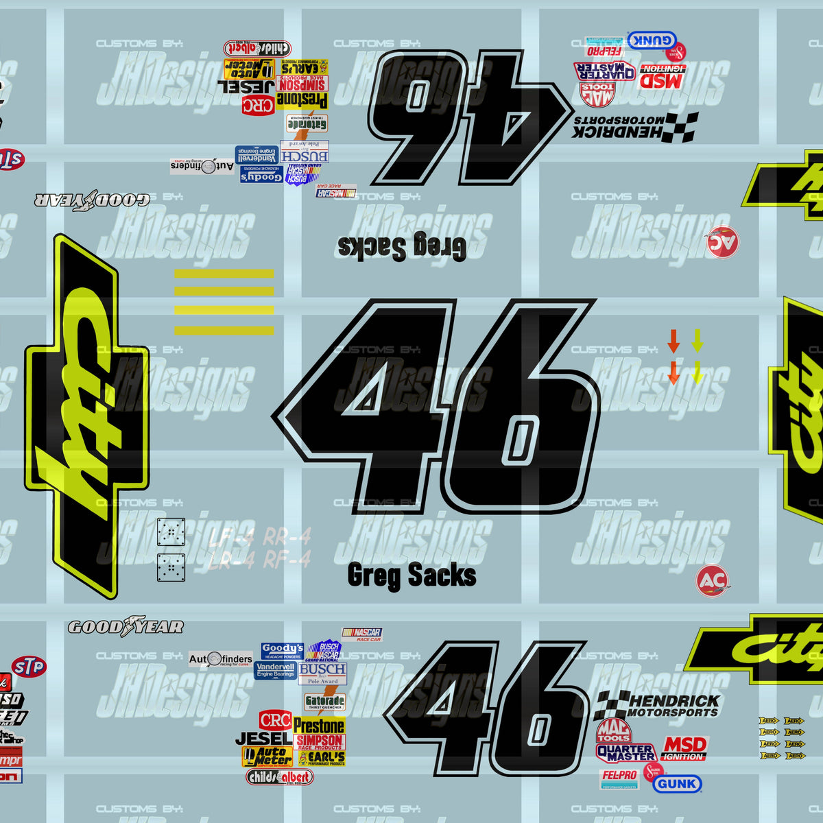 JH Designs Greg Sacks 1990 NBS #46 City Chevrolet (Daytona) 1:24 Racec ...