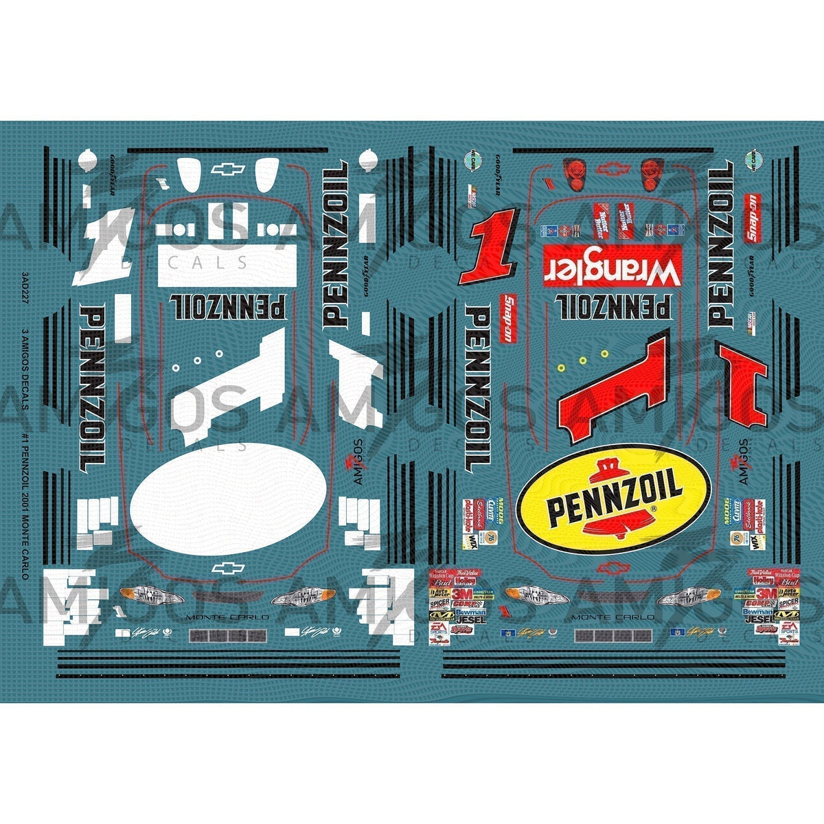 3 Amigos Decals #1 PENNZOIL 2001 Monte Carlo Decal Set 1:24 – Print it ...