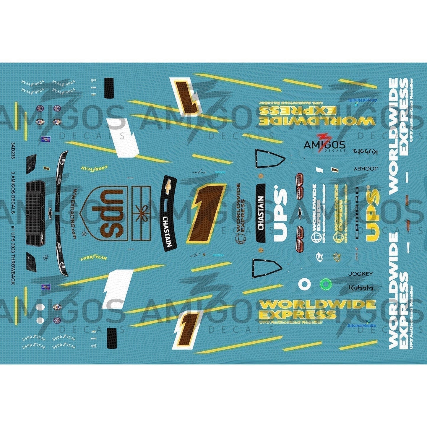 3 Amigos Decals #1 UPS 2023 CAMARO THROWBACK DARLINGTON Decal Set 1:24 ...