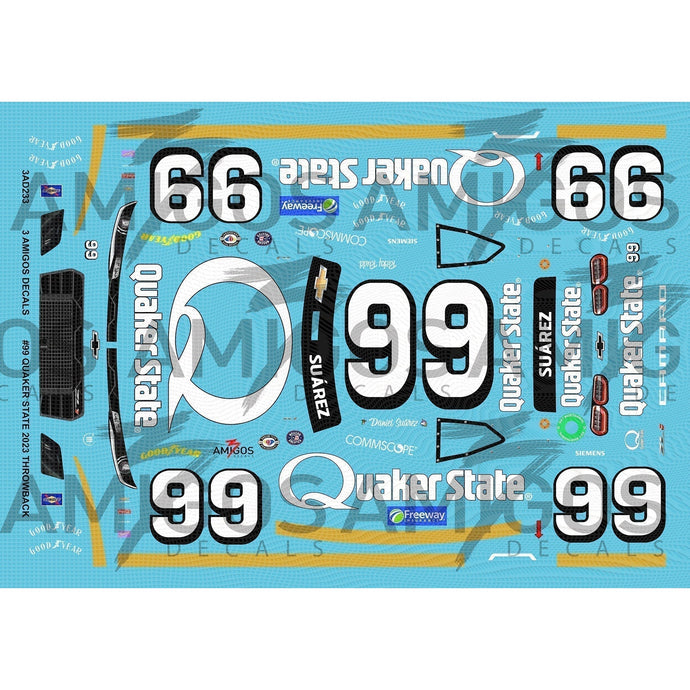 3 Amigos Decals #99 QUAKER STATE 2023 CAMARO THROWBACK DARLINGTON Deca ...