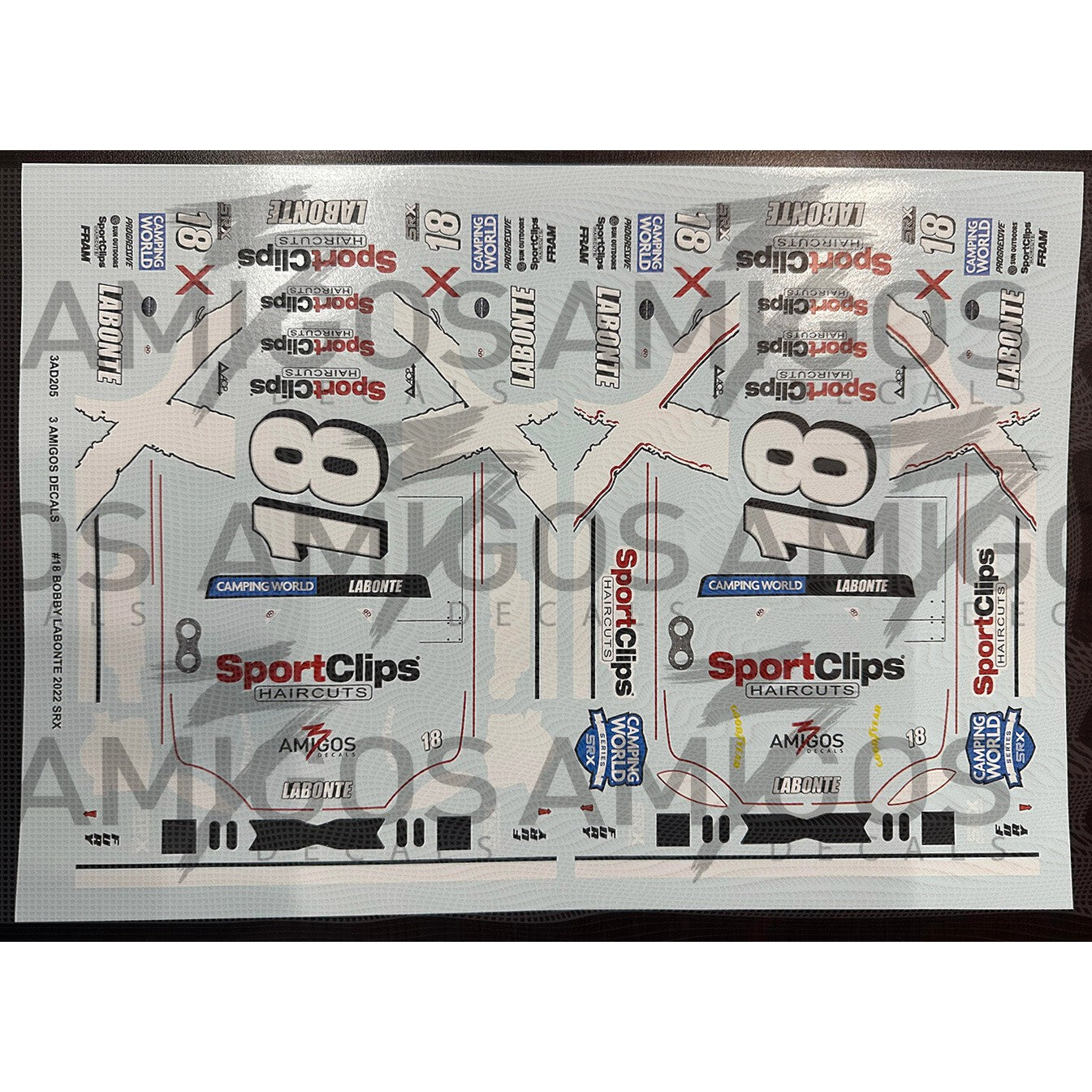 3 Amigos Decals #18 SPORT CLIPS BOBBY LABONTE 2022 SRX SERIES 1:24 DEC ...