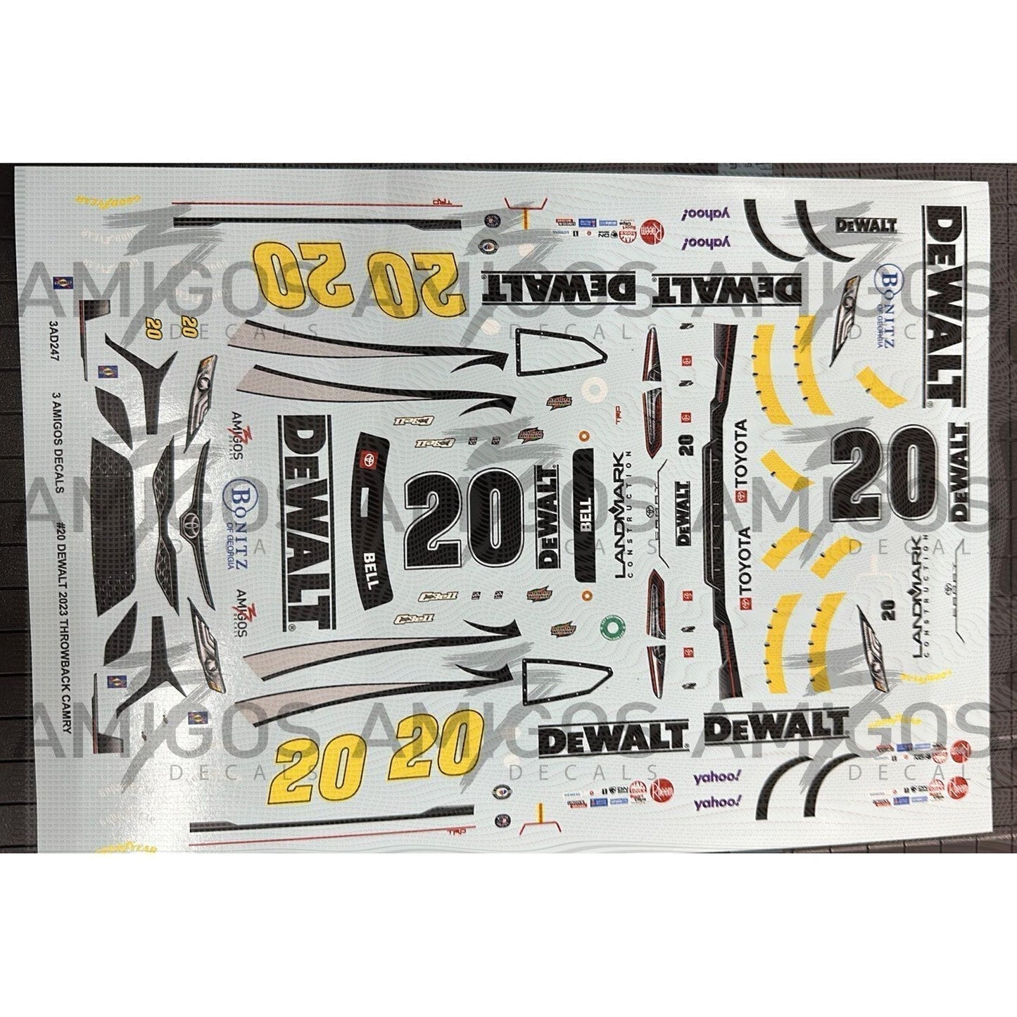 3 Amigos Decals #20 DEWALT THROWBACK DARLINGTON 2023 CAMRY Decal Set 1 ...