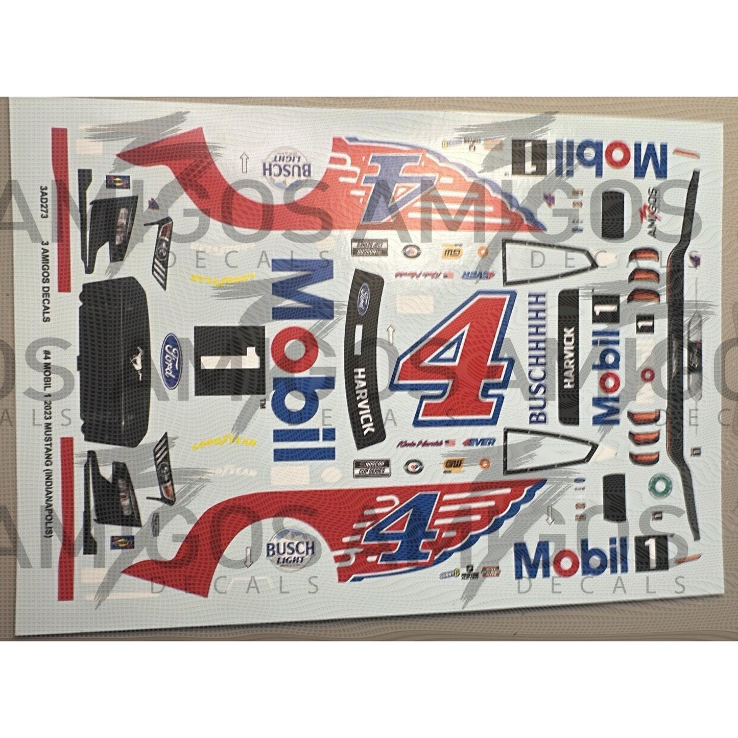 3 Amigos Decals #4 MOBIL 1 INDIANAPOLIS 2023 MUSTANG Decal Set 1:24 ...