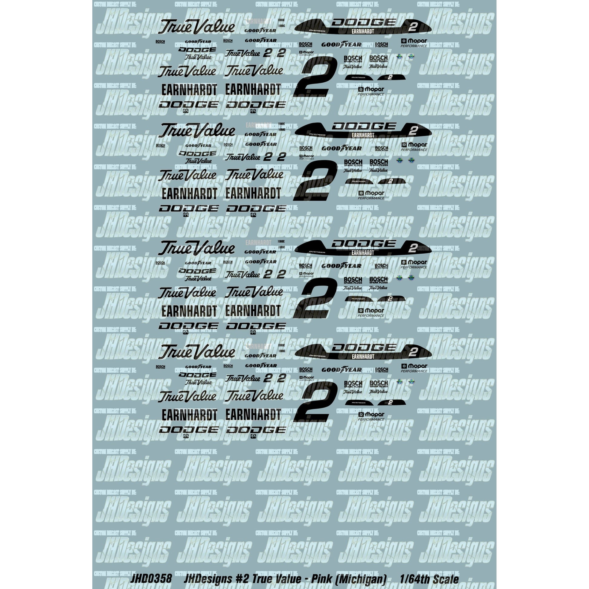 JH Designs Dale Earnhardt 1994 IROC #2 True Value - Pink (Michigan) 1 ...