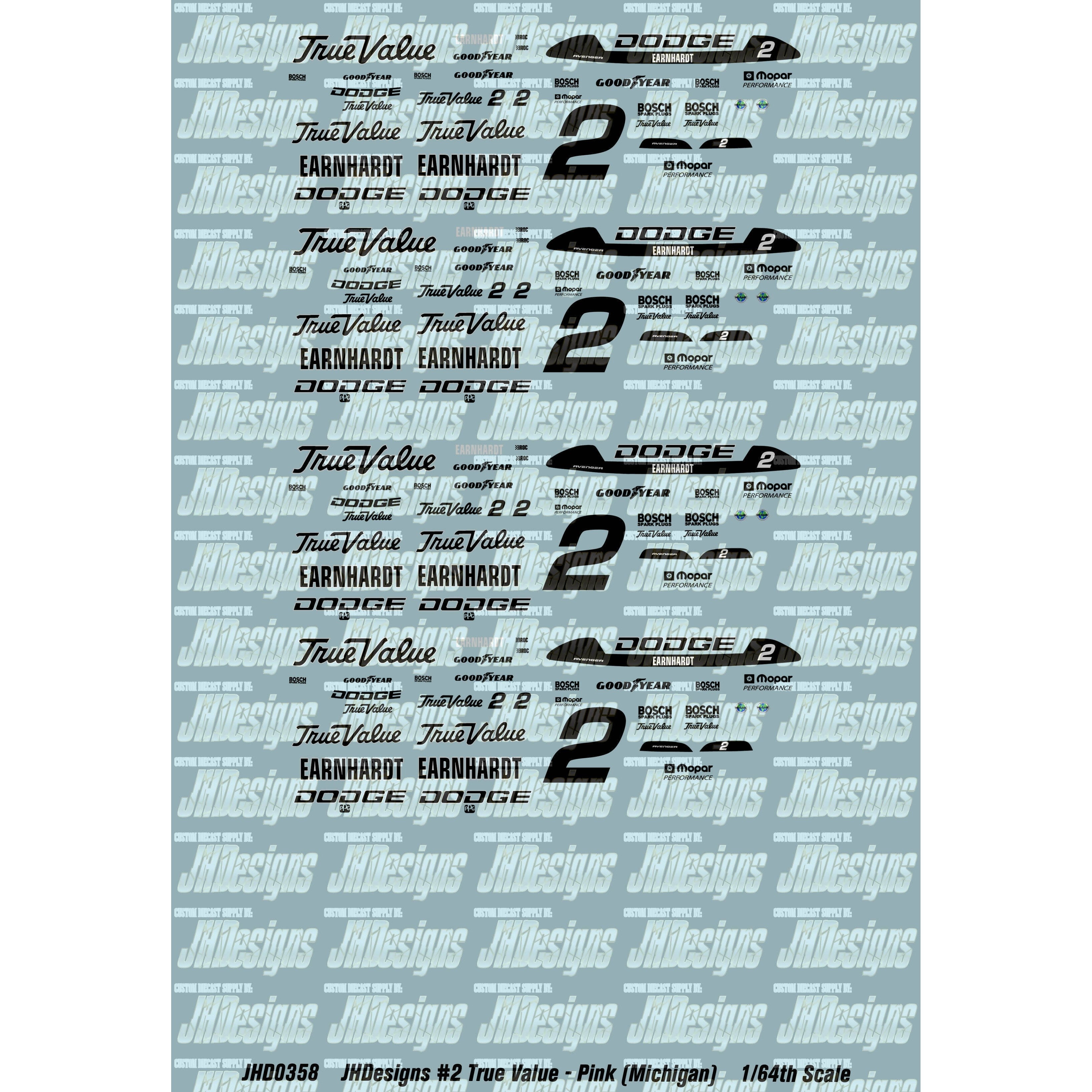 JH Designs Dale Earnhardt 1994 IROC #2 True Value - Pink (Michigan) 1 ...
